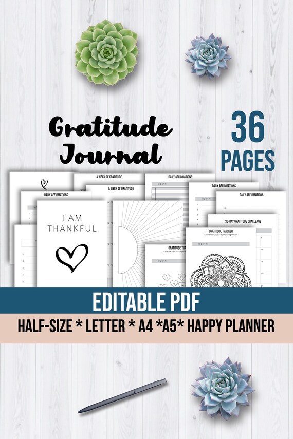 Digital Minimalist Gratitude Journal Printable Happiness - Etsy