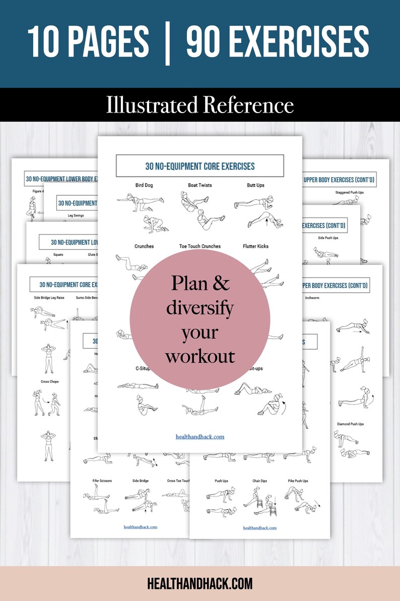 90 Bodyweight Exercises Guide: Illustrated Workout, Upper/lower Body ...