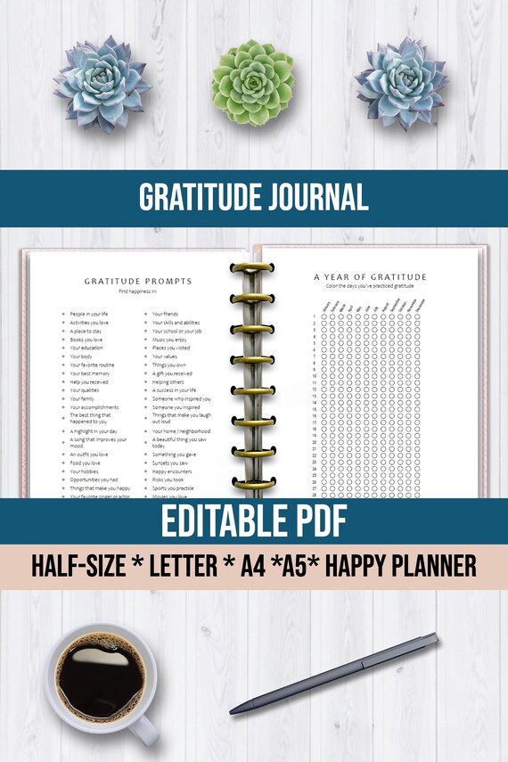 Printable Minimalist Gratitude Journal Digital Happiness - Etsy