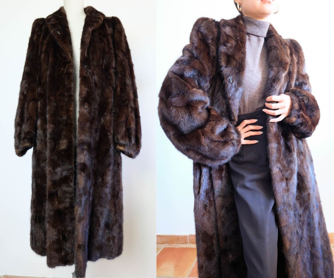 Dark Brown Real Mink Fur Long Winter Coat Vintage Real Mink - Etsy