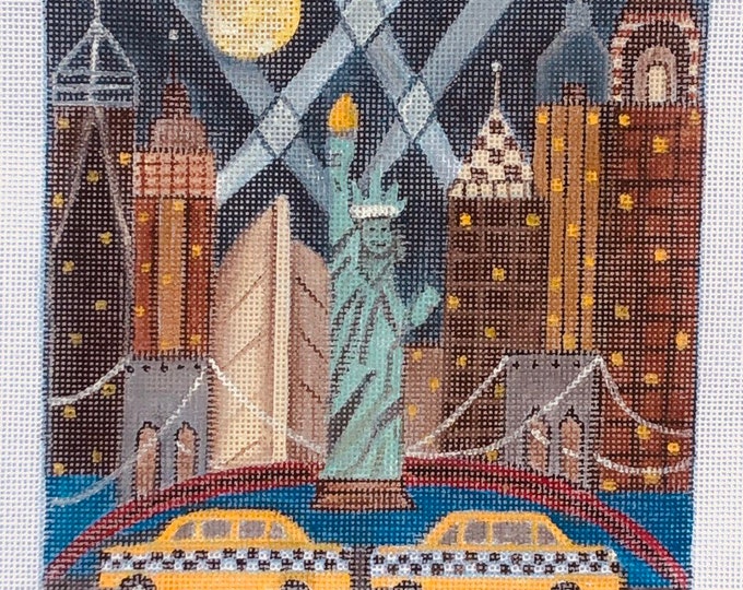 Handpainted Needlepoint Canvas New York City by Tracy Dau Designs - Etsy