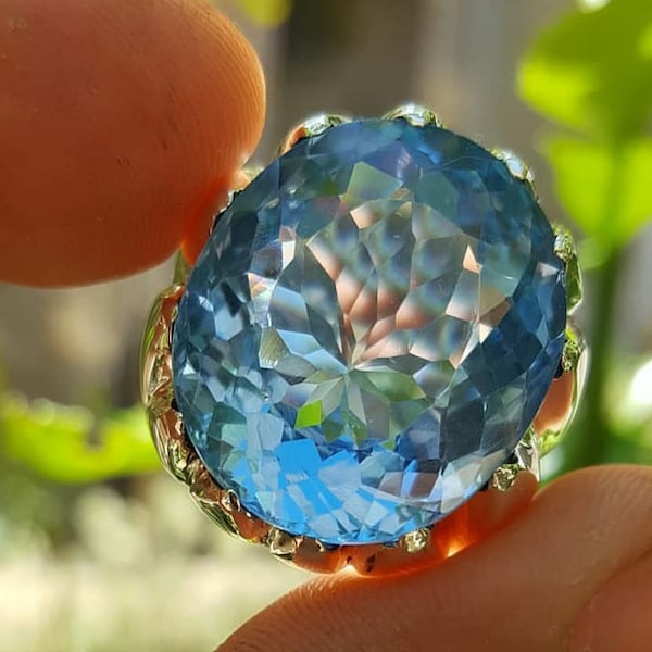 Mens Topaz Sterling Silver Ring - Etsy