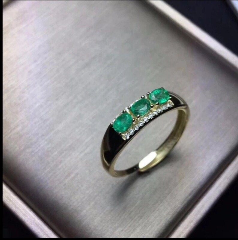 Natural Emerald Silver Women Ring 925 Sterling Silver Ring - Etsy