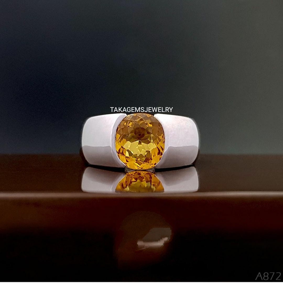 Natural Citrine Men's Silver Ring 925 Sterling Silver - Etsy