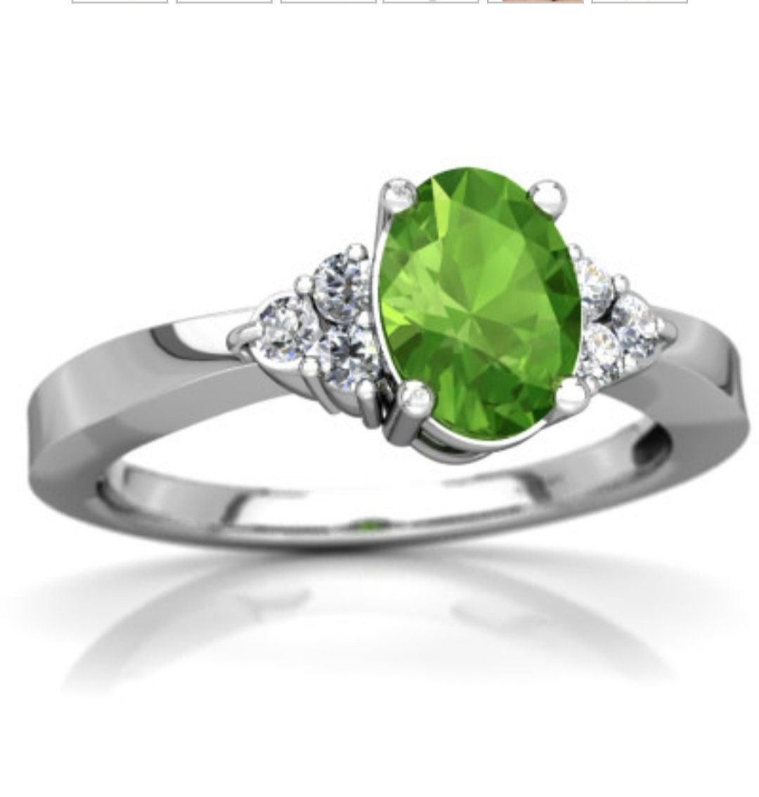 Peridot Silver Ring / 925 Sterling Silver Ring / Peridot Oval - Etsy UK