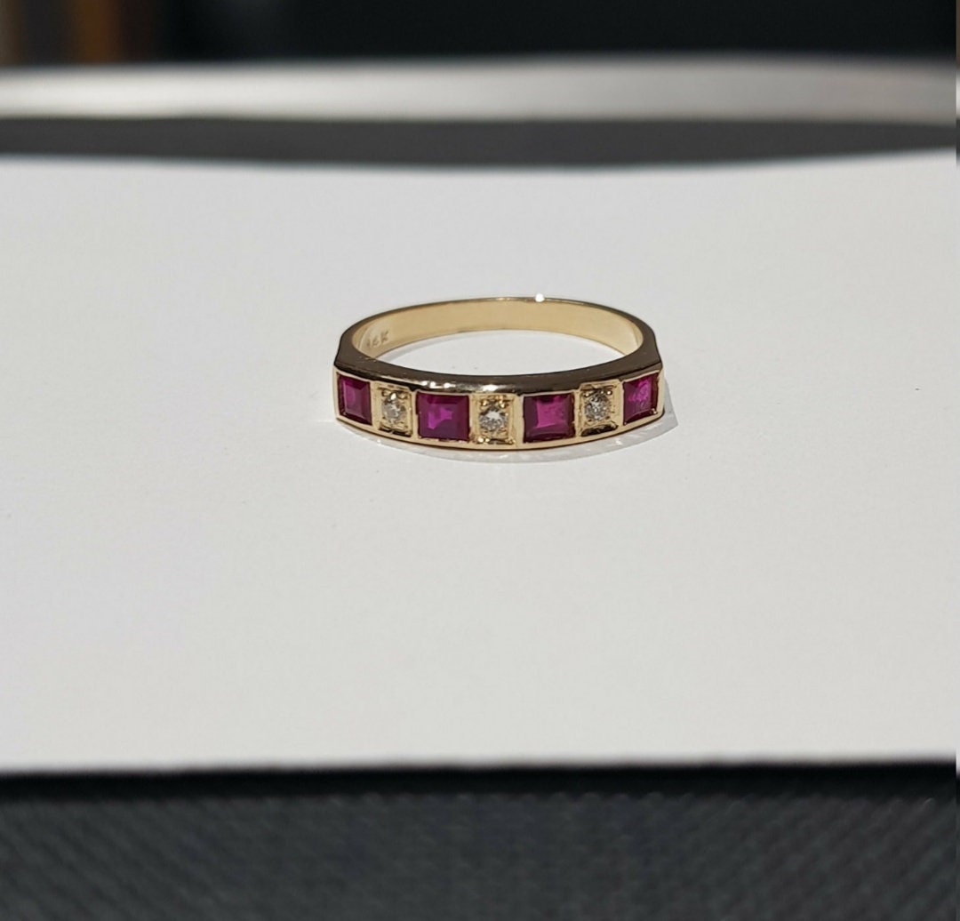 Natural Ruby Square Ring Ruby Gold Plated Ring Ruby Etsy