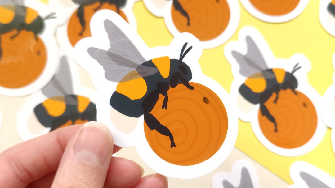 Vinyl Sticker With Bee Playing Bumblebee on Wooden Bead - Etsy