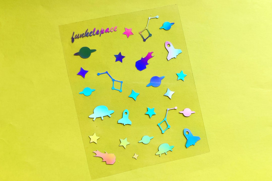 Holographic Space Sticker Sheet Sparkle Space Holo Sticker Space ...