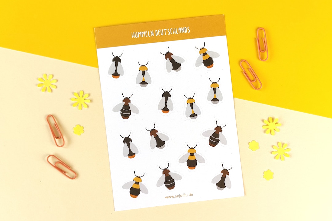 Bumblebee Sticker Sheet, Wild Bees Sticker, Sticker Sheet With Bees ...