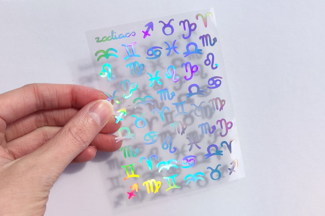 Holographic Zodiac Sticker Sheet Sparkling Zodiac Signs Holo Stickers ...