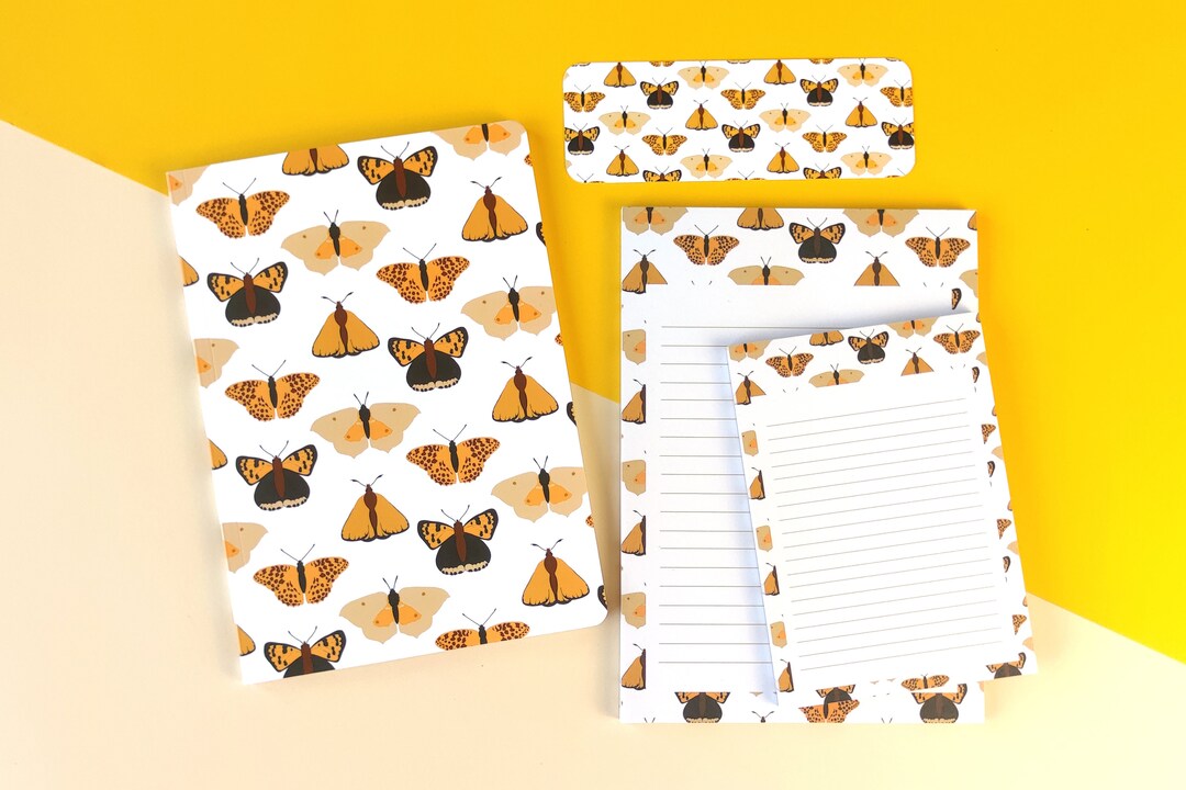 Stationery Gift Set With Butterflies, Notebook Note Pad Bookmark, Gift ...