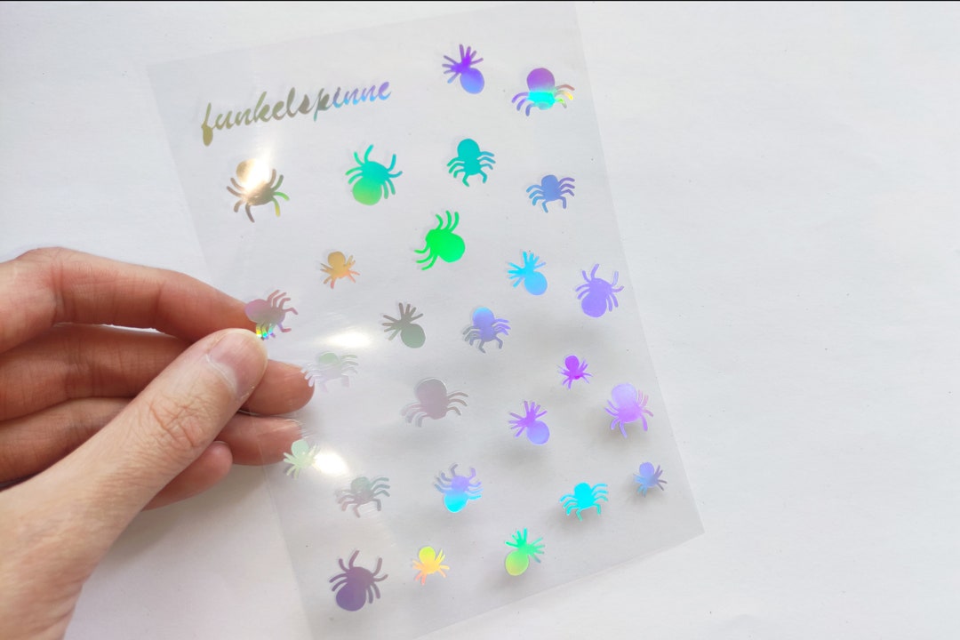 Holographic Spider Sticker Sheet Glossy Stickers Holographic Halloween ...