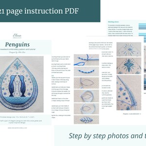 Penguins Crewel Embroidery PDF Pattern, DIY Christmas Embroidery Ornament Digital Pattern ...