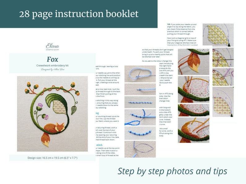 Fox Crewelwork Embroidery Kit Fox Thread Painting Embroidery - Etsy