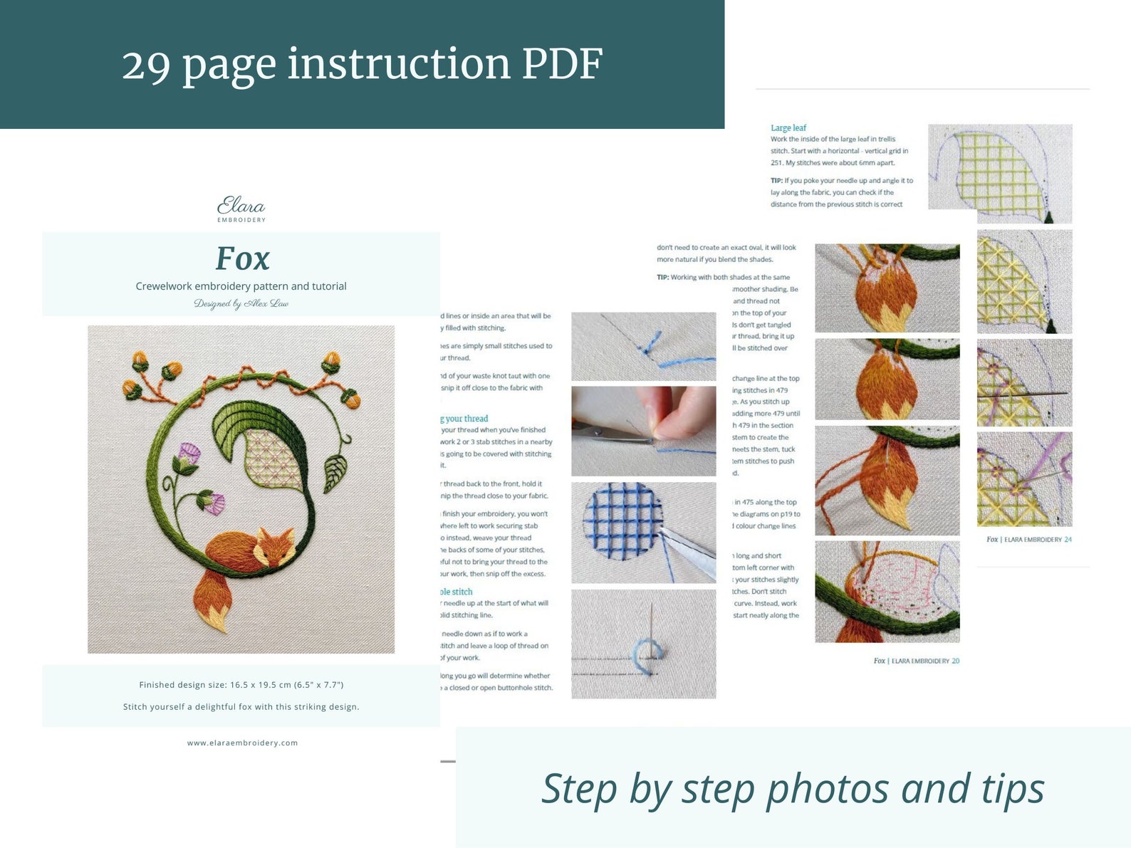 Fox Crewel Embroidery PDF Pattern Embroidery Pattern Digital - Etsy