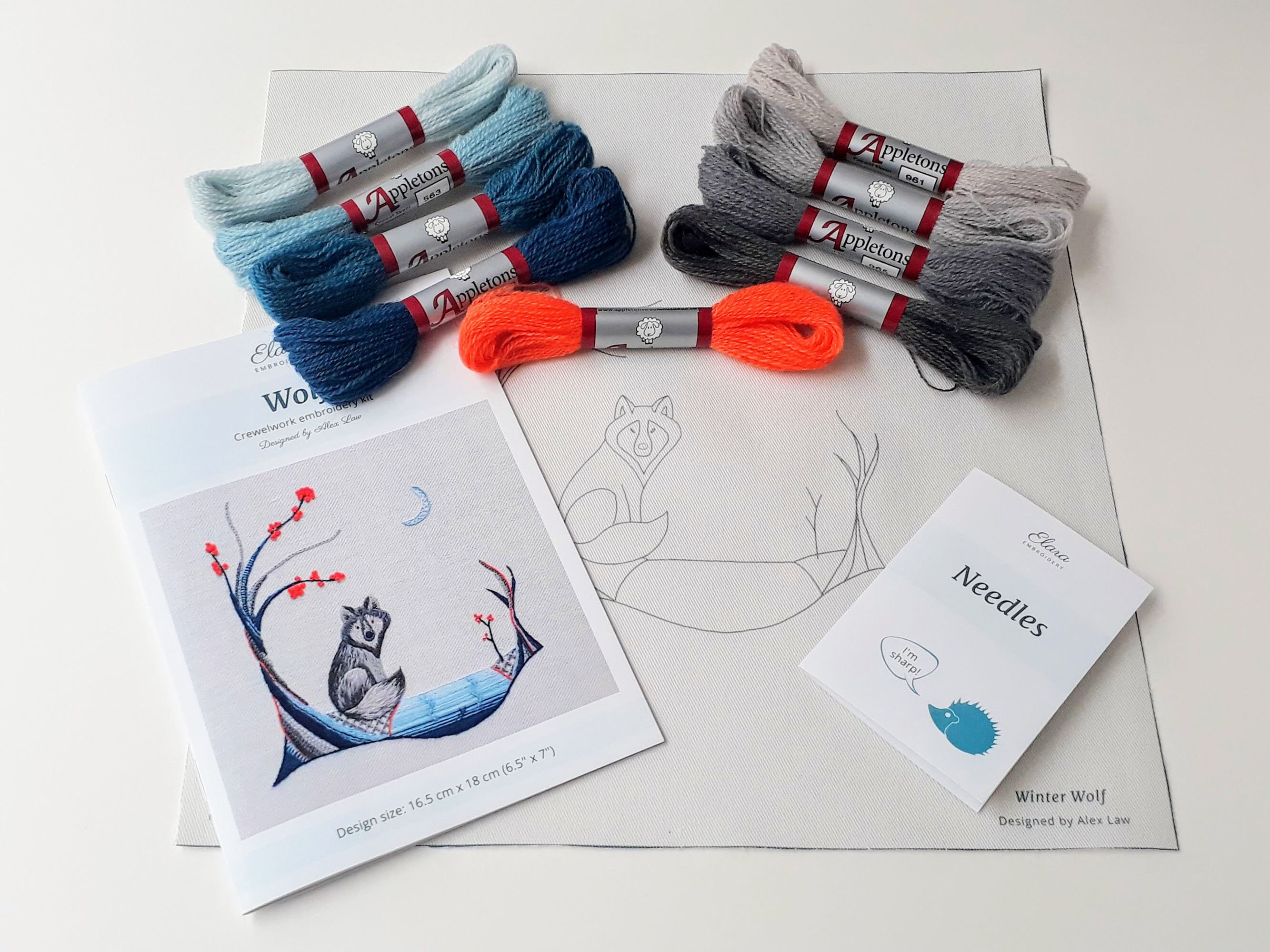 Wolf Crewelwork Embroidery Kit Wolf Silk Shading Embroidery | Etsy