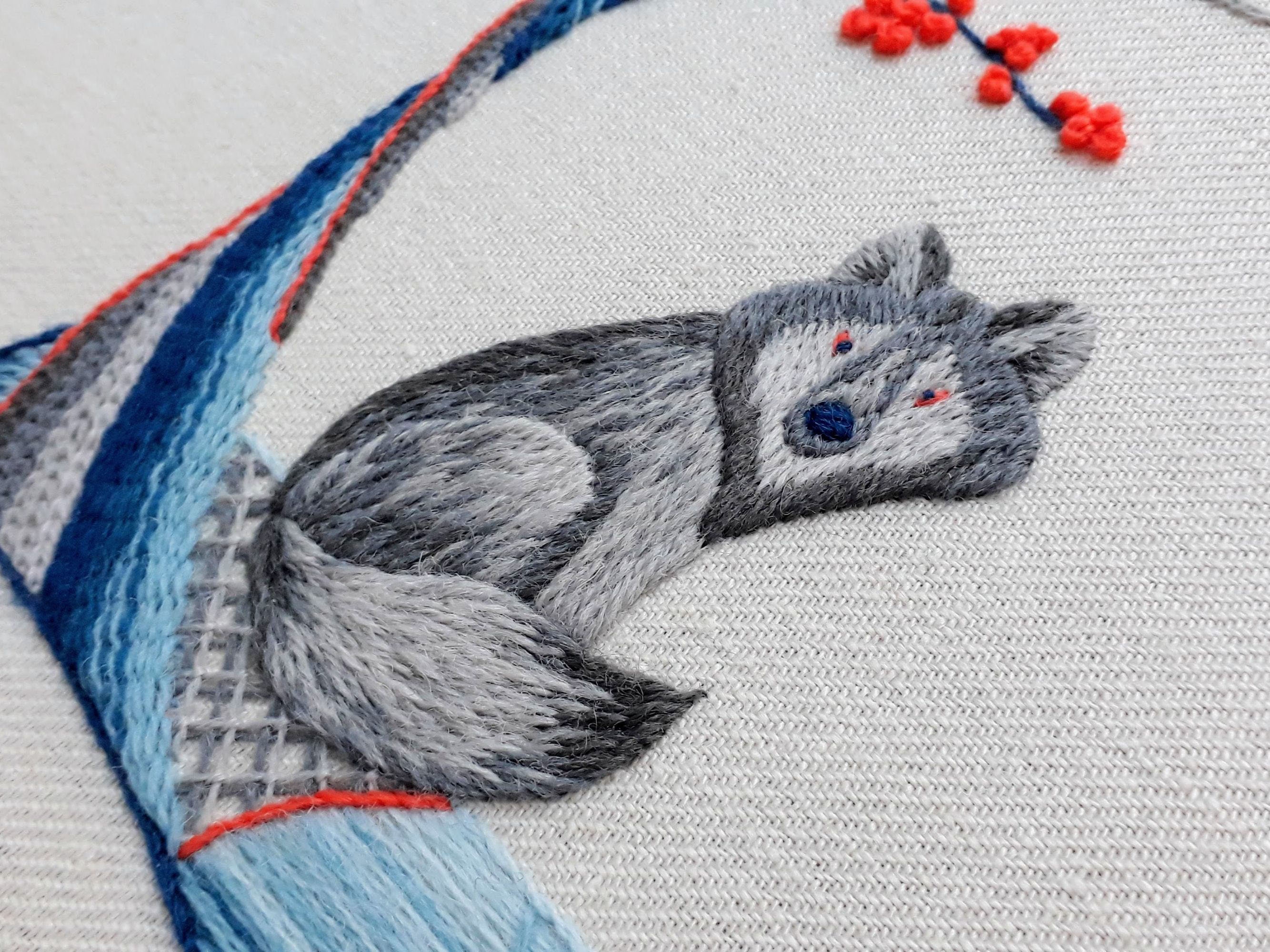 Wolf Crewelwork Embroidery Kit Wolf Silk Shading Embroidery | Etsy