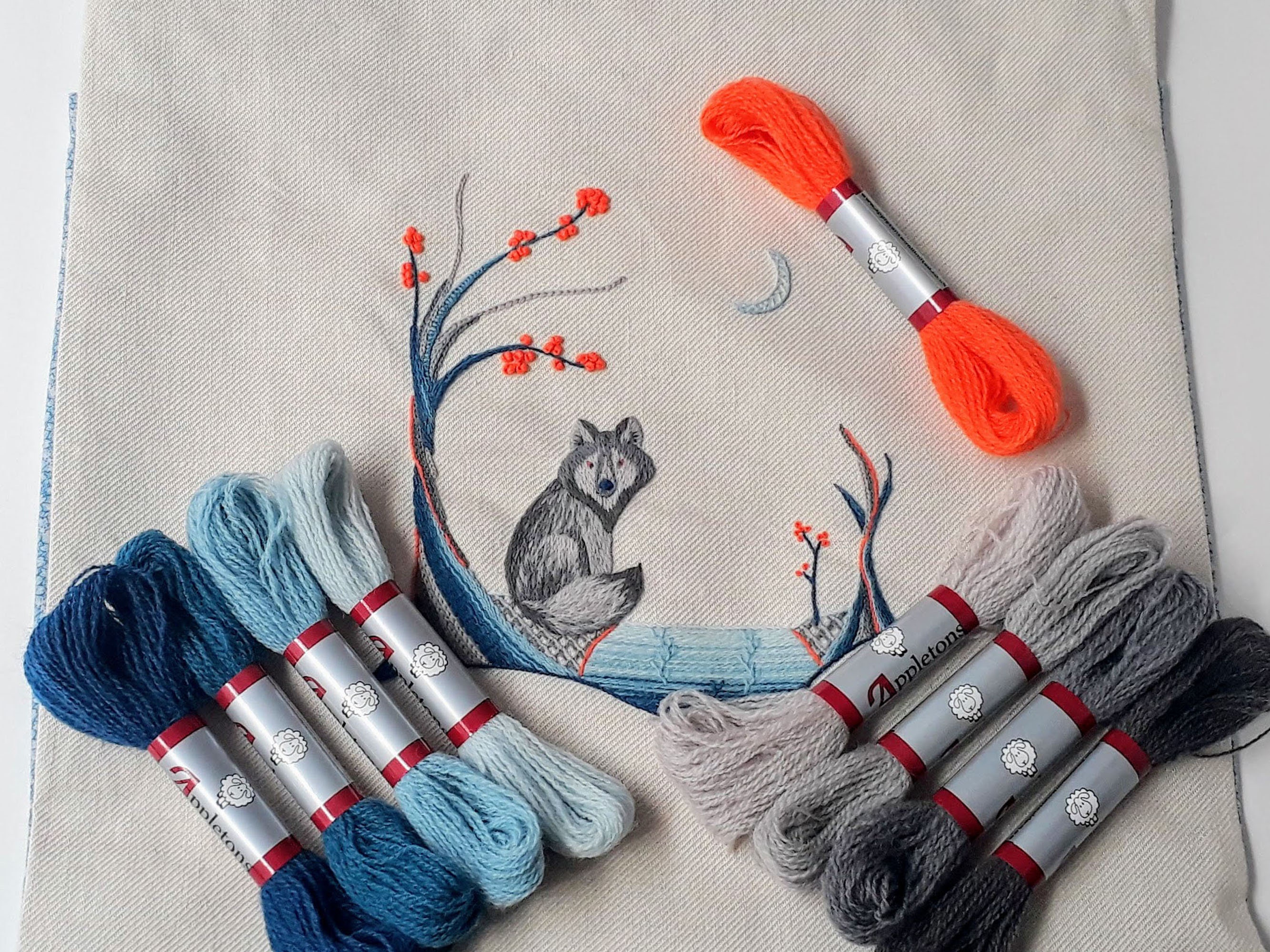 Wolf Crewelwork Embroidery Kit Wolf Silk Shading Embroidery | Etsy