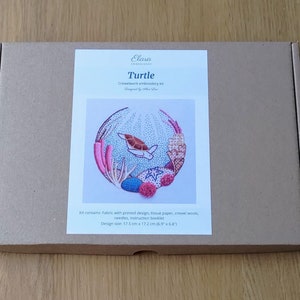 Turtle and Coral Reef Crewelwork Embroidery Kit, Turtle Embroidery Kit ...