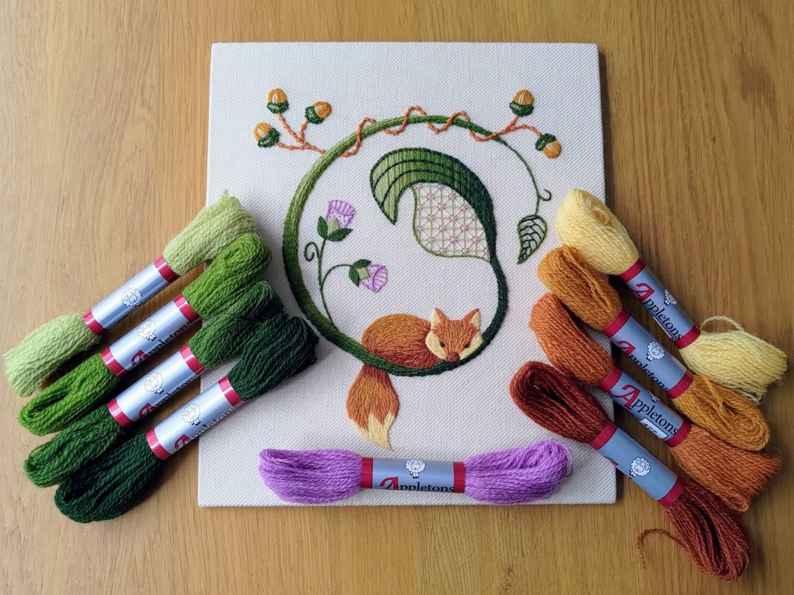 Fox Crewelwork Embroidery Kit Fox Thread Painting Embroidery - Etsy