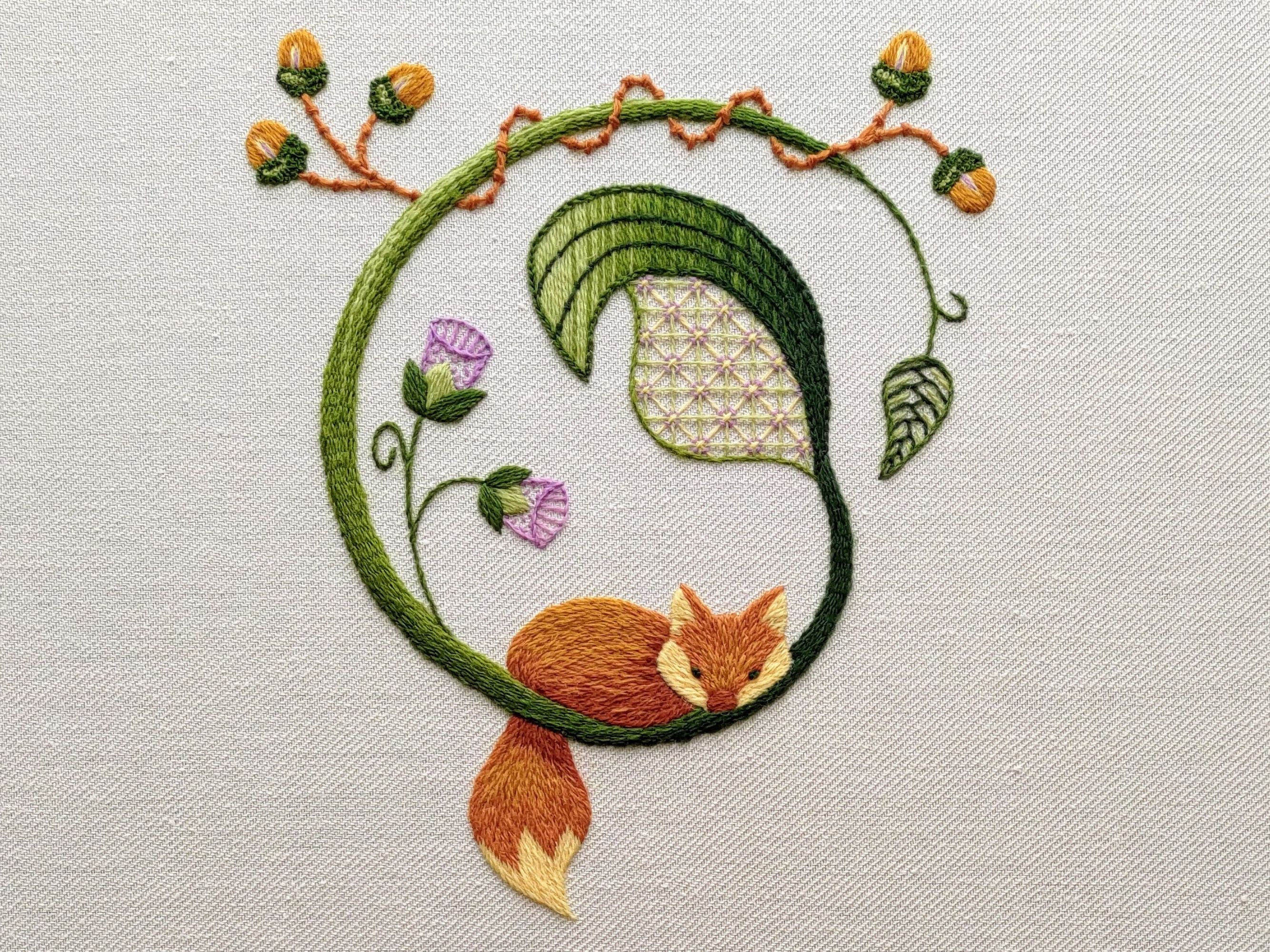 Fox Crewelwork Embroidery Kit Fox Thread Painting Embroidery - Etsy