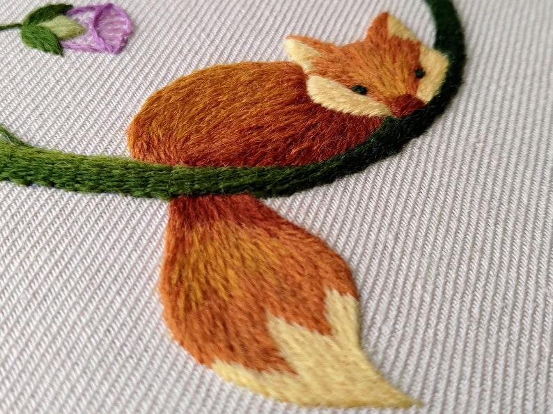 Fox Crewelwork Embroidery Kit Fox Thread Painting Embroidery - Etsy