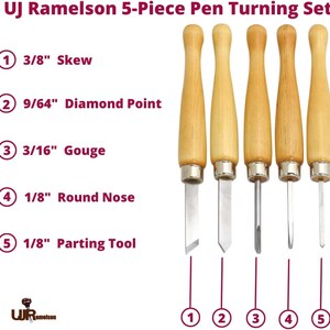 5pc Mini Lathe Wood/pen Wood Turning Tools W/tool Roll Woodworking ...