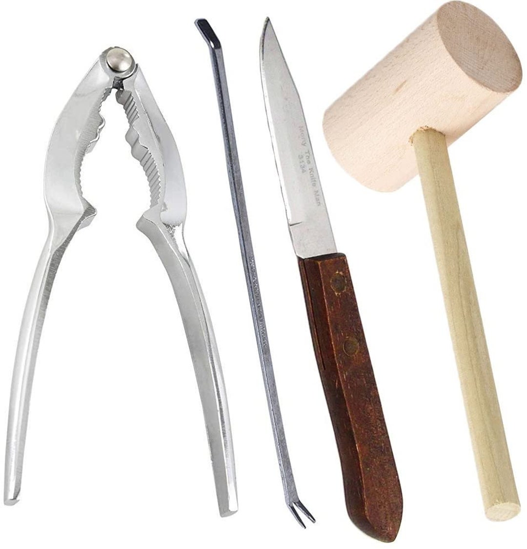 Crab Feast Seafood Shellfish Tools Cracker, Mallet, Crab Pick & Knife ...