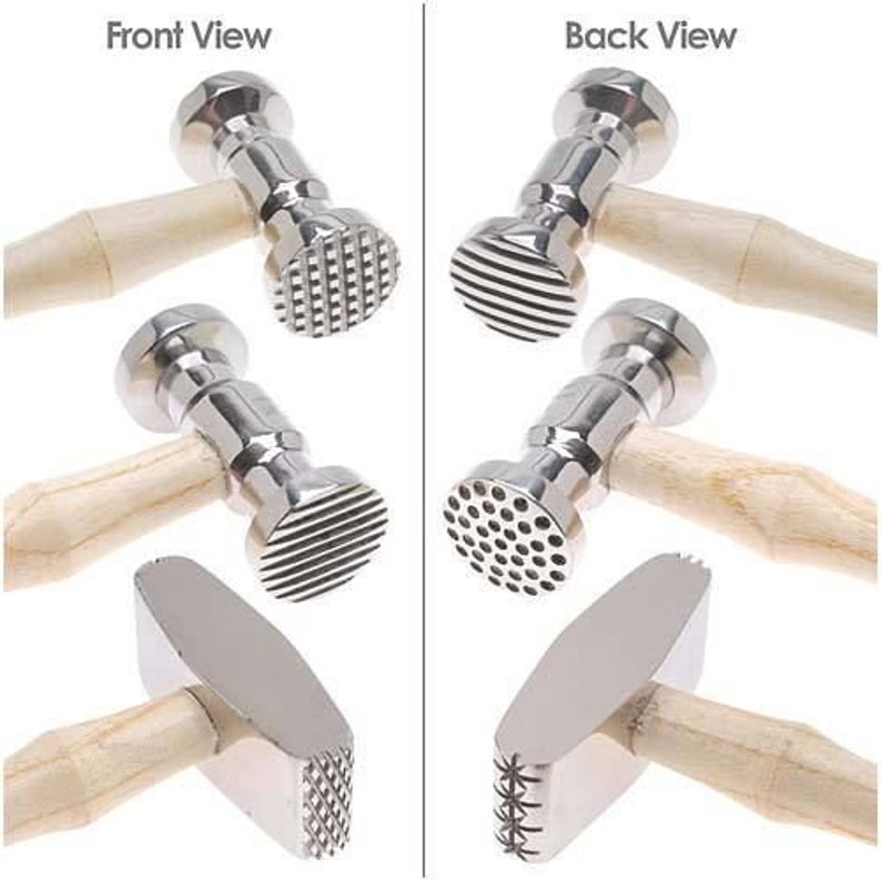 3pc - Double-sided Metal Jewelry Texture Chasing Repousse Hammer 6 ...