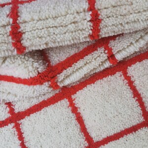 Custom Moroccan Grid White and Red Rug,custom Grid Rug,checkerboard Rug ...