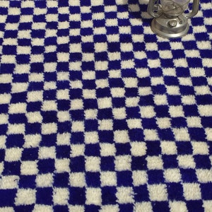 Custom Moroccan Checkered Blue Wool Rug,custom Rug,checkerboard Rug ...