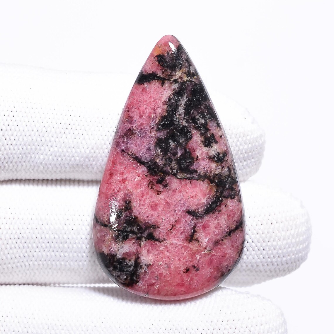Natural Pink Rhodonite Cabochon, Rhodonite Pear Shape Cabochon Gemstone ...