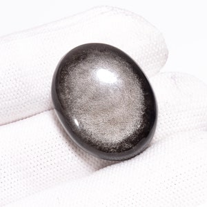 34cts Natural Silver Sheen Obsidian Cabochon, Obsidian Oval Shape ...