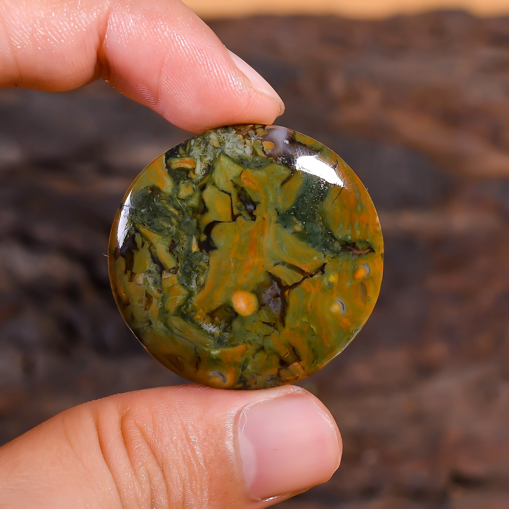 38cts Natural Rhyolite Gemstone Cabochon Rainforest Rhyolite - Etsy UK