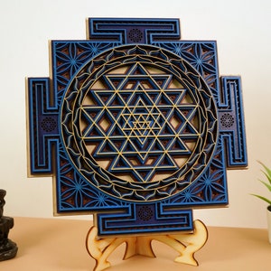 Sri Yantra Shakti Energy Wall Decor, Wood Chakra Mandala, Divine ...