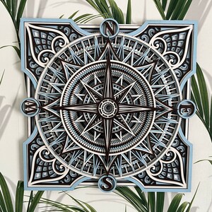 COMPASS WOOD WALL Art Wind Rose World Compass Wooden Decor, Handcrafted ...