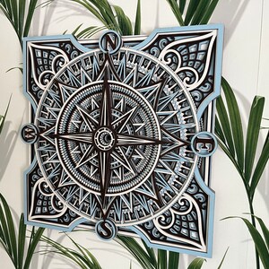 COMPASS WOOD WALL Art Wind Rose World Compass Wooden Decor, Handcrafted ...