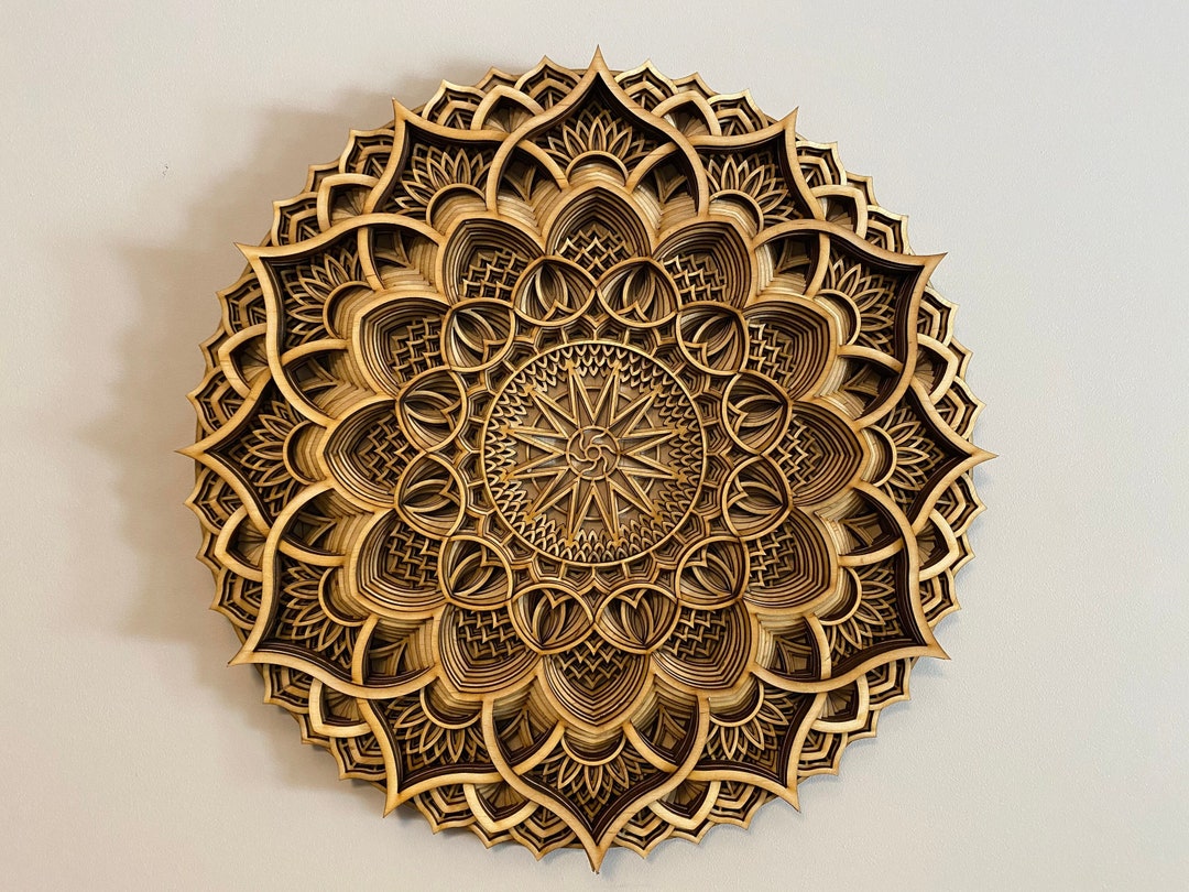 MANDALA WOOD WALL Decor, Sacred Geometry Art, Handcrafted Rustic Boho ...