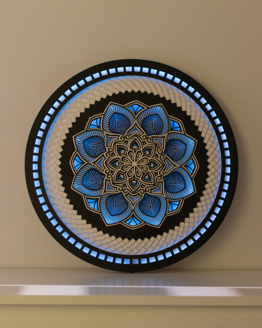 MANDALA LED GLOWING Night Lamp Wall Art Led Color Changing Wall Hanging ...