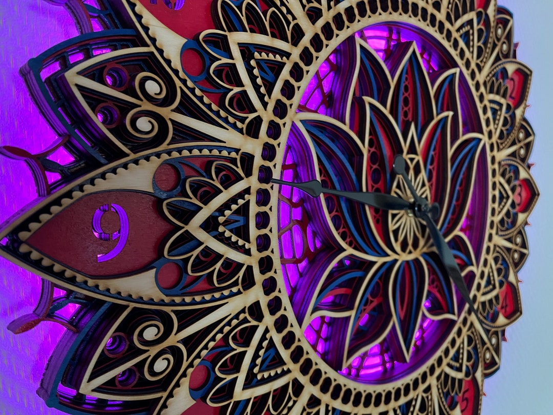 MANDALA CLOCK, LED Clock, Spiritual Gift, and Striking Geometric Wall ...