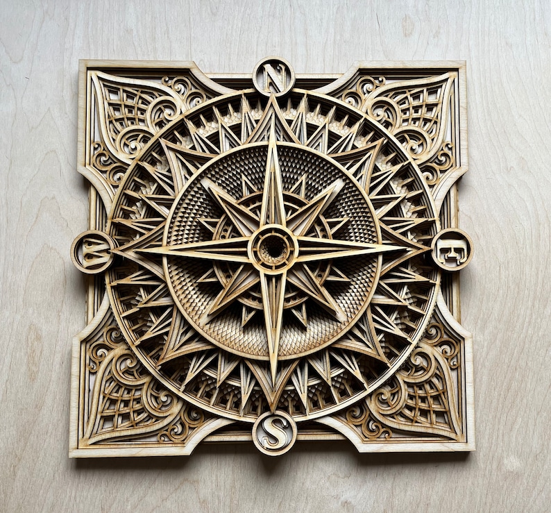 COMPASS WOOD WALL Art Wind Rose World Compass Wooden Decor - Etsy