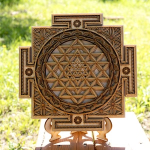 Sri Yantra Shakti Energy Wall Decor, Wood Chakra Mandala, Divine ...