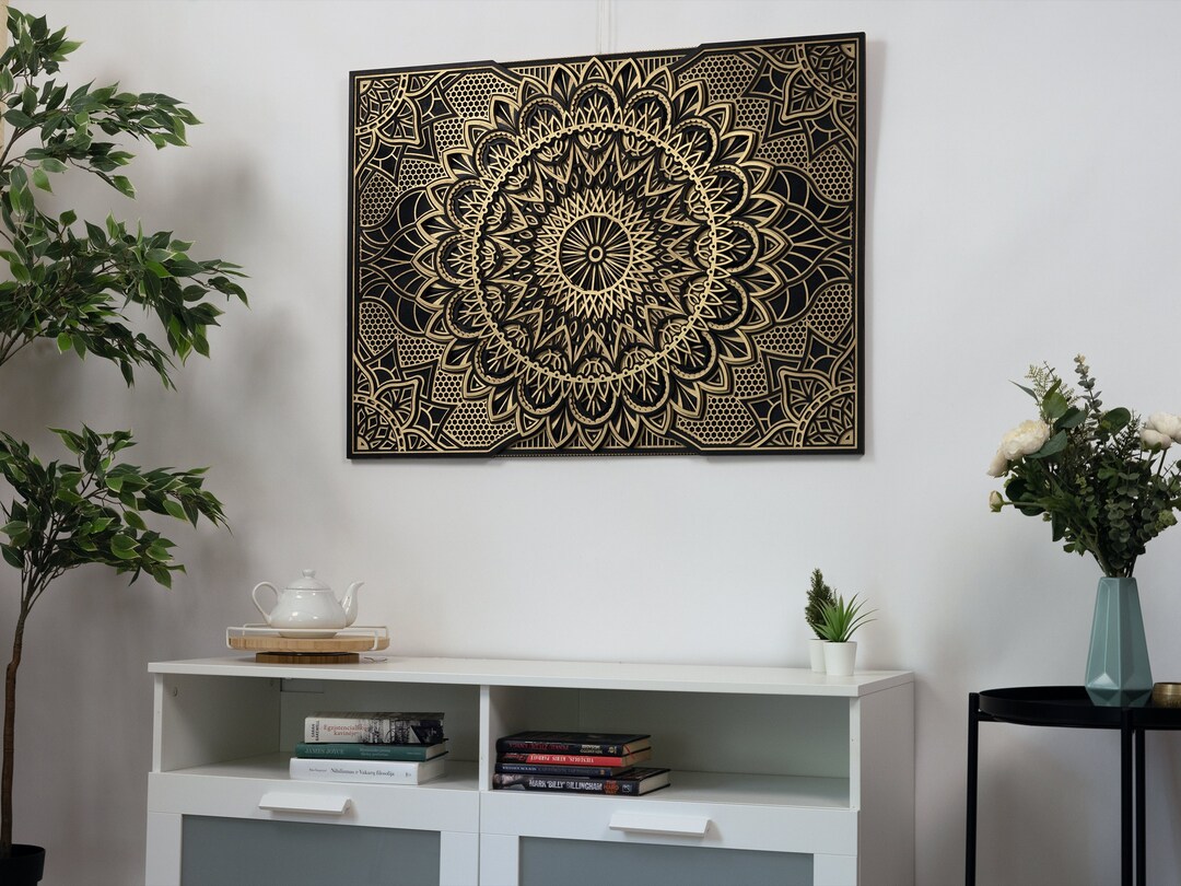 WOODEN MANDALA DECOR Wall Hanging, Boho Wood Wall Art, Handmade ...