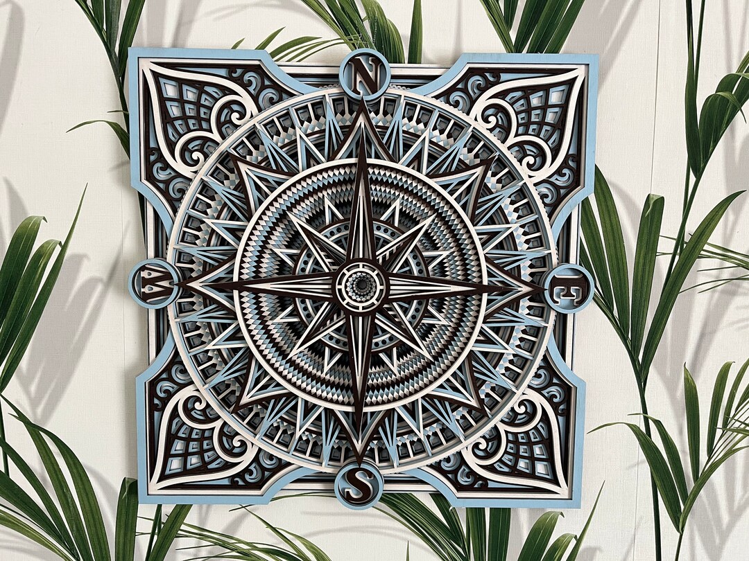 COMPASS WOOD WALL Art Wind Rose World Compass Wooden Decor, Handcrafted ...