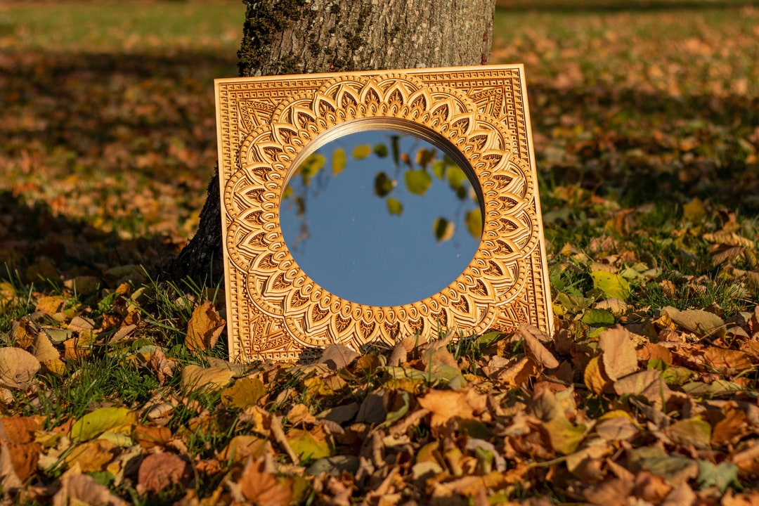 DIMENSIONAL WALL MIRROR Mandala Art, Geometric Wood Art, Spiritual Wall ...