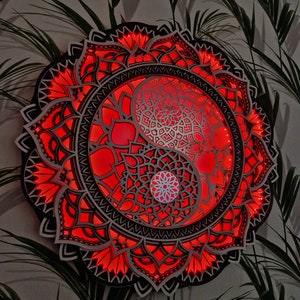 YIN YANG Mandala Wall Art, Color Changing LED Wall Hanging, Night Lamp ...