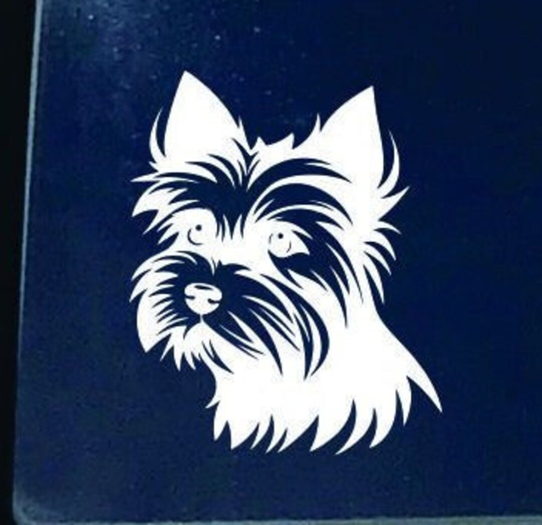 Yorkshire Terrier / Yorkie Dog Face White Vinyl Decal Car Window ...