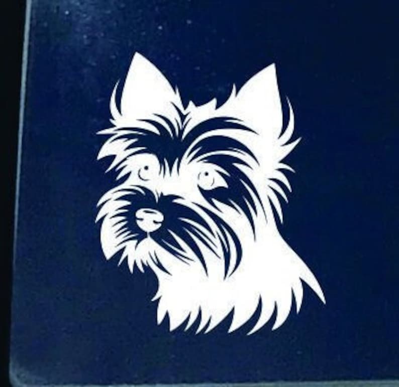 Yorkshire Terrier / Yorkie Dog Face White Vinyl Decal Car Window ...