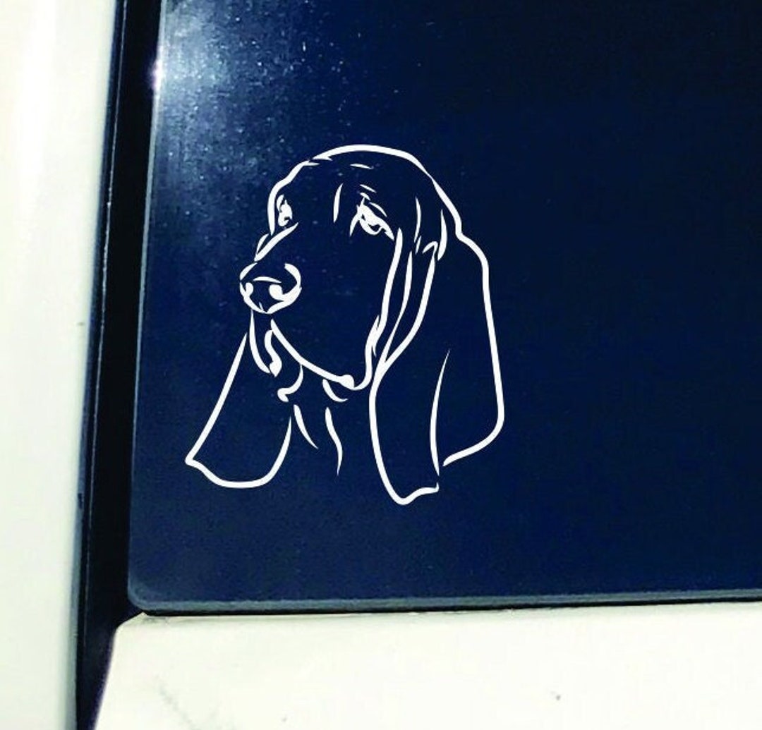 Basset Hound Dog Face White Vinyl Decal Car Window Sticker Laptops ...