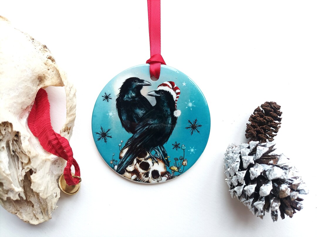 Ravens Christmas Decoration /gothic Bird Ceramic Hanging Decoration ...